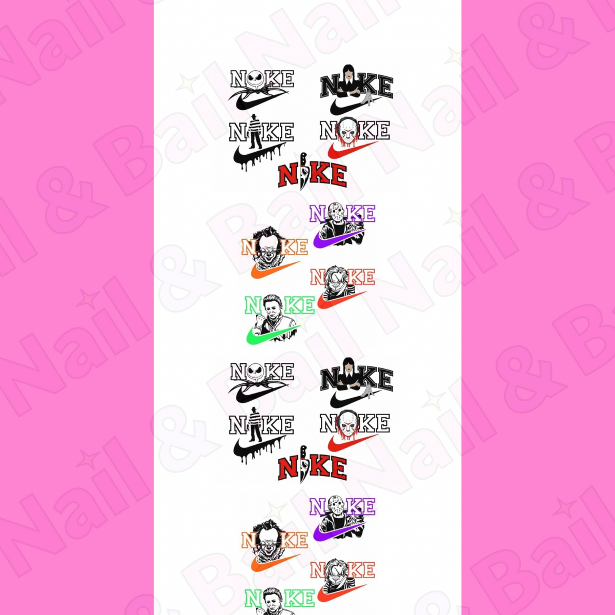 Horror Swoosh Nail Decals | Handmade Nail Art | Nail & Bail