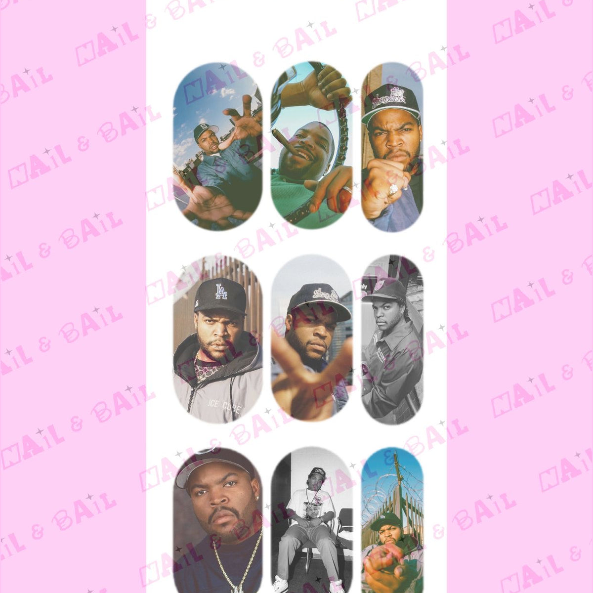 Ice Cube Rapper Nail Decals | Best Waterslide Nail Decals | Nail & Bail